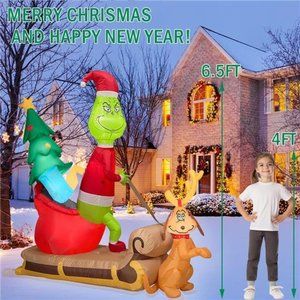Holiday | Grinch Christmas Inflatable Grinch And Max Wsleigh Scene Dr ...